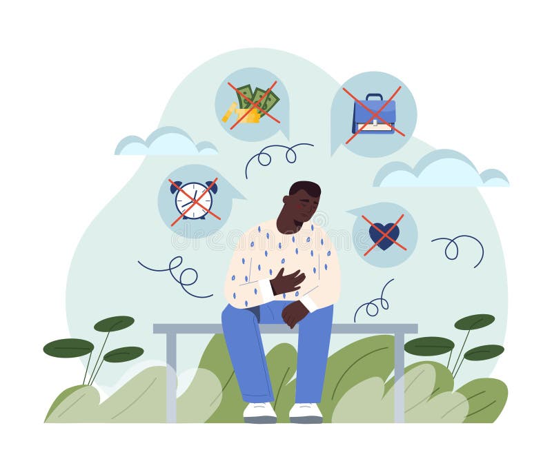 Man with many problems stock vector. Illustration of problem - 240132860