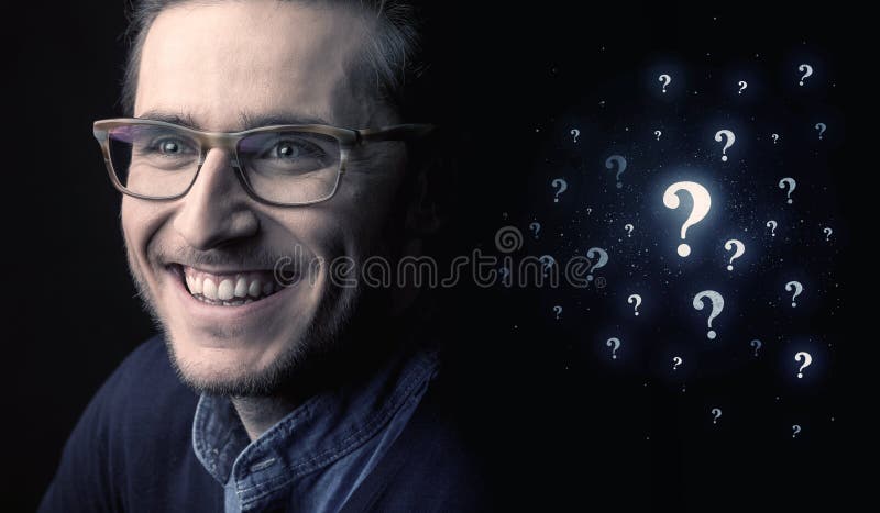 Man with Many Question Mark Near Him Stock Image - Image of idea, marks ...