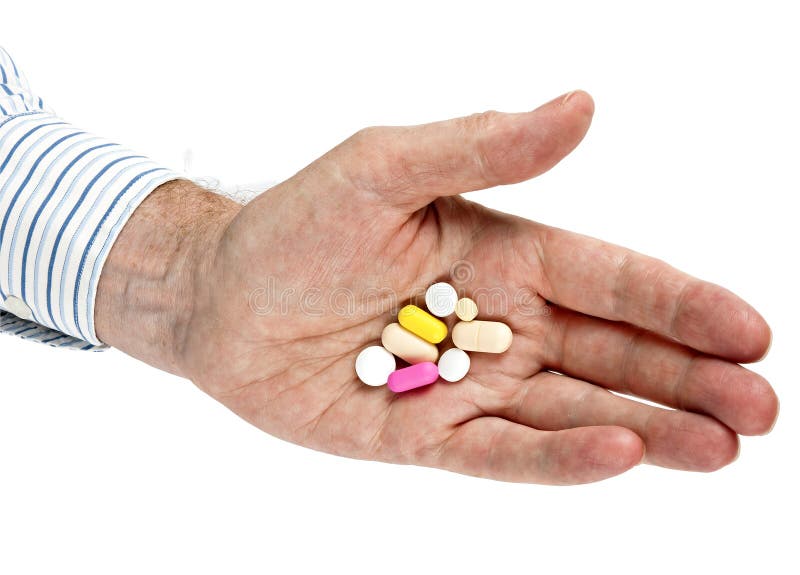 Man with Many Tablets in Hand, Over White Stock Photo - Image of senior ...