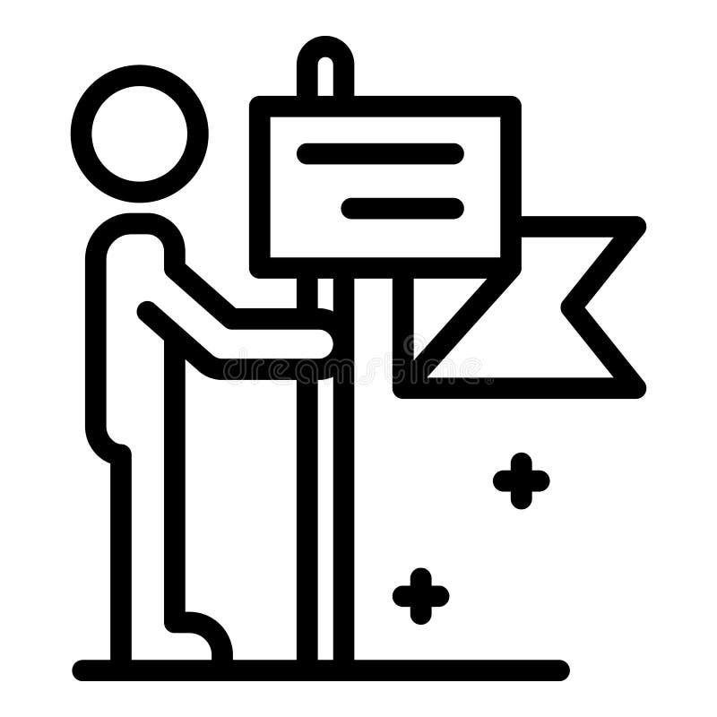 Man with Map Flag Icon, Outline Style Stock Vector - Illustration of ...