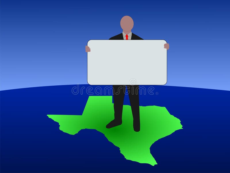 Man on Map of Texas with Sign Stock Vector - Illustration of smart ...
