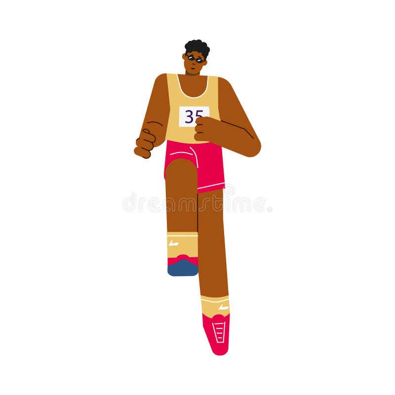 Man Marathon Runner Front View Flat Style, Vector Illustration Stock ...
