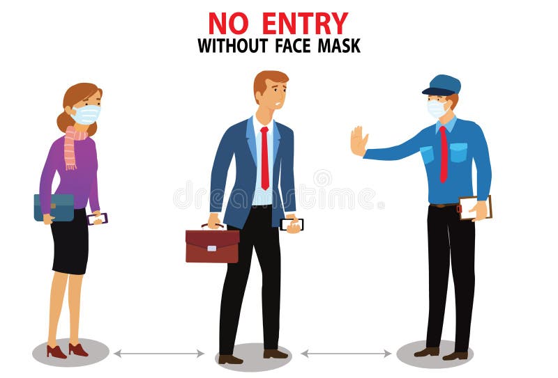 A Man without Mask Concept. Please Wear Face Mask, No Entry without ...
