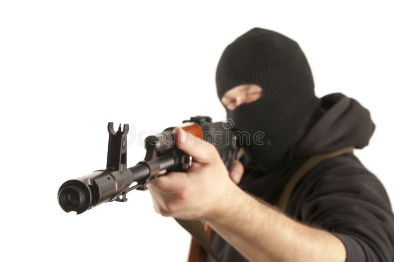 Man in mask with gun stock photo. Image of gunpoint, background - 24564710
