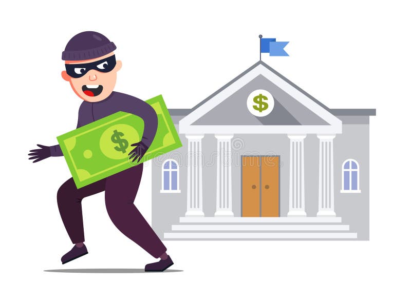 A Man in a Mask Has Robbed a Bank and is Running Away. Stock Vector ...