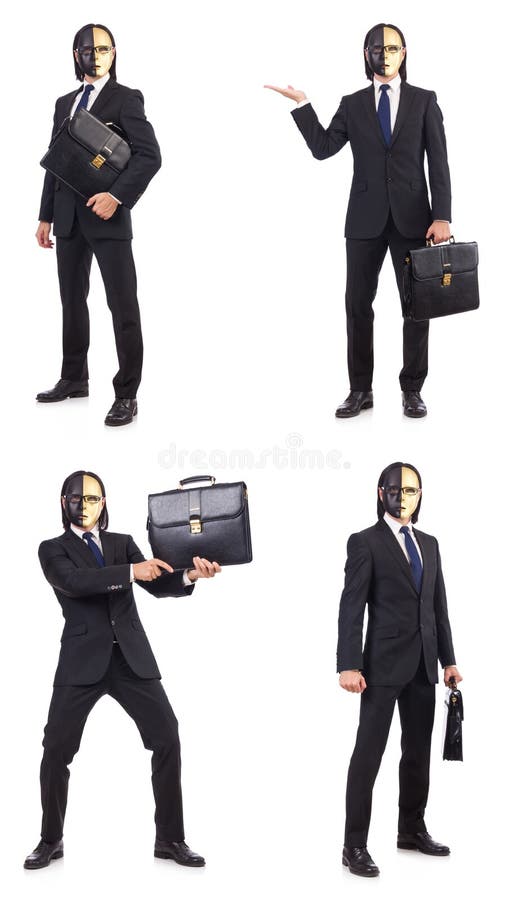 The Man with Mask Isolated on White Stock Photo - Image of impostor ...