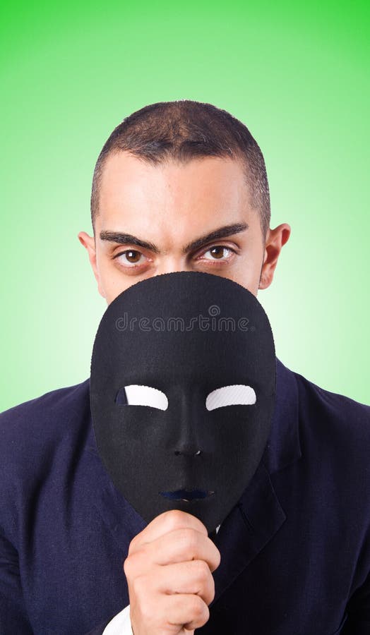 Man with Mask Isolated on White Stock Photo - Image of fake, depression ...