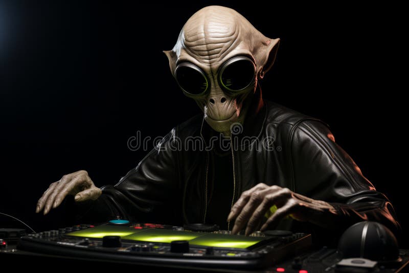 Man in Mask Playing Dj Set Up with Controller. Generative AI Stock ...