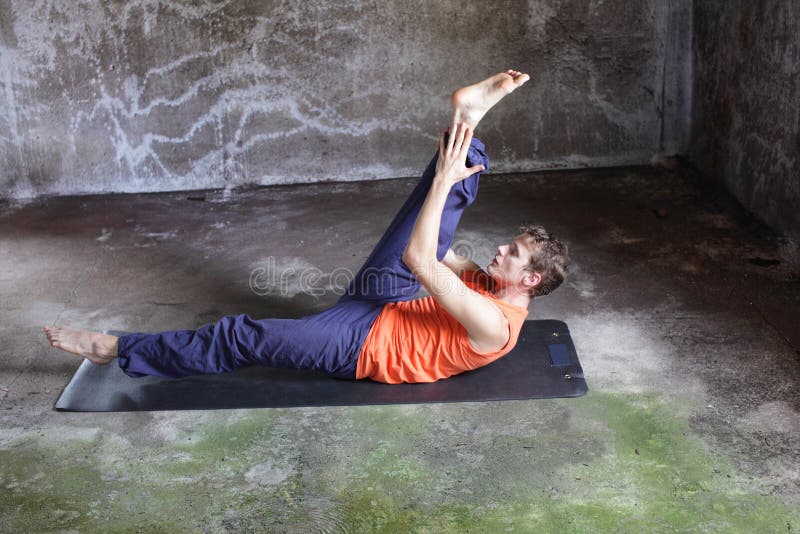 Fusion of Mind and Body - Man Practicing Pilates Stock Image - Image of ...