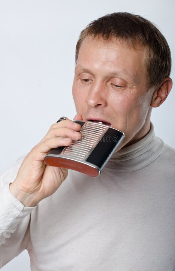 The Man with the Flask of Water Stock Image - Image of hair, girl ...