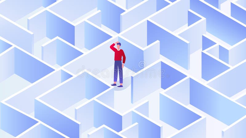 Man in maze concept stock vector. Illustration of modern - 277467551