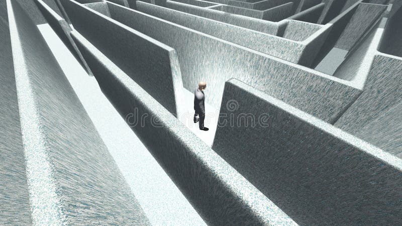 Man and maze stock illustration. Illustration of answers - 34678256