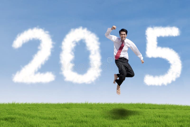 Man on Meadow Forming Number 2015 Stock Photo - Image of chinese ...