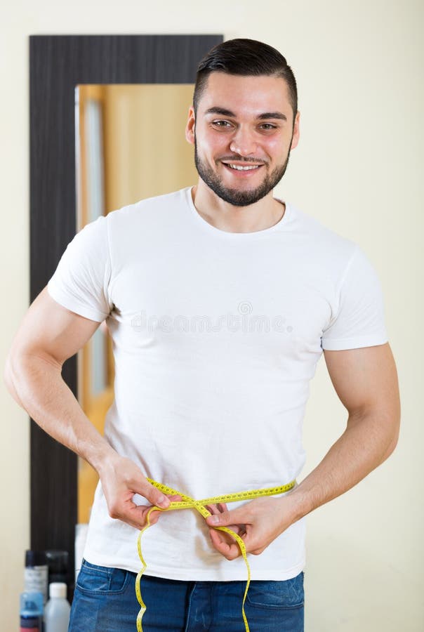 Man measuring body stock photo. Image of beauty, male - 69444752