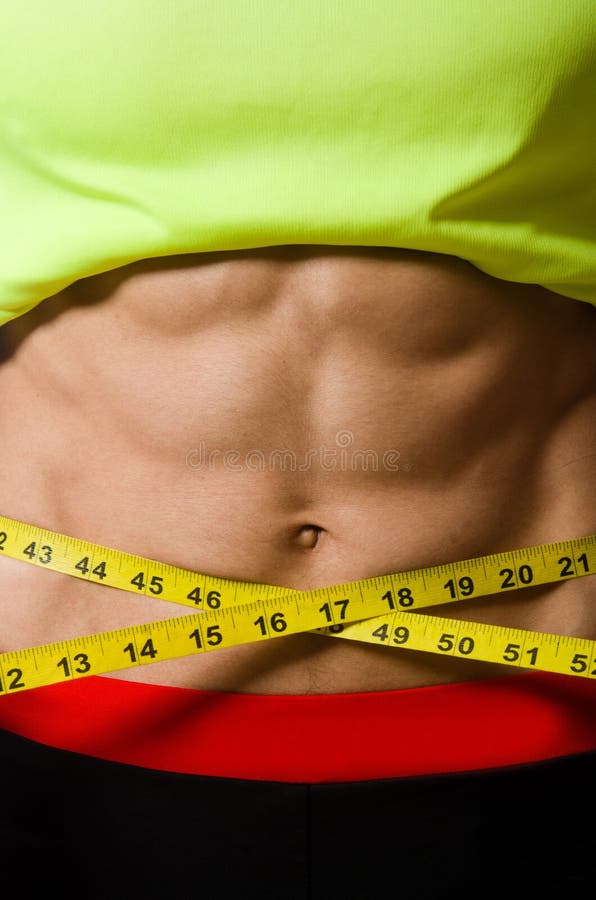 The Man Measuring Muscles on White Stock Photo - Image of centimeter ...