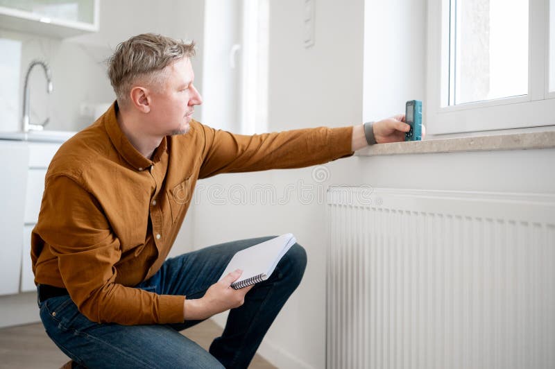 Man Measuring Window Height Stock Image - Image of height, improvement ...