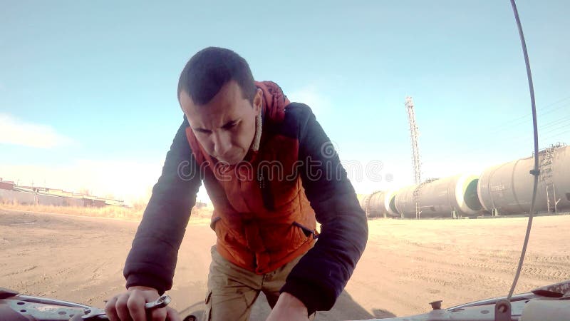 Man Mechanic Auto Car Repairing Breakdown Engine Stock Video - Video of ...