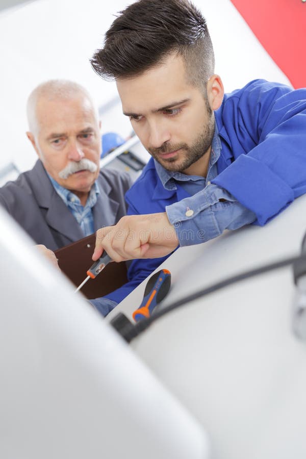 Man Mechanic Fixing Printer Stock Image - Image of learning ...