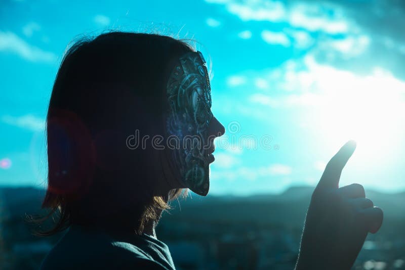 A Man with Mechanical Elements Touches a Solar Flare. Enhanced Human ...