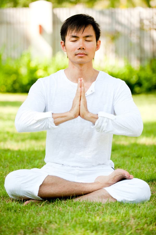 Man Meditating stock photo. Image of male, healthy, good - 12020450
