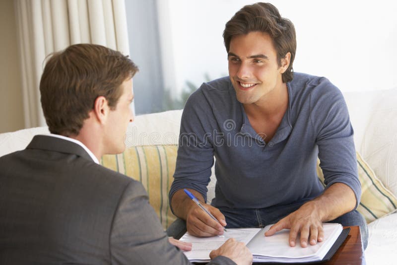 Man Meeting with Financial Advisor at Home Stock Photo - Image of ...