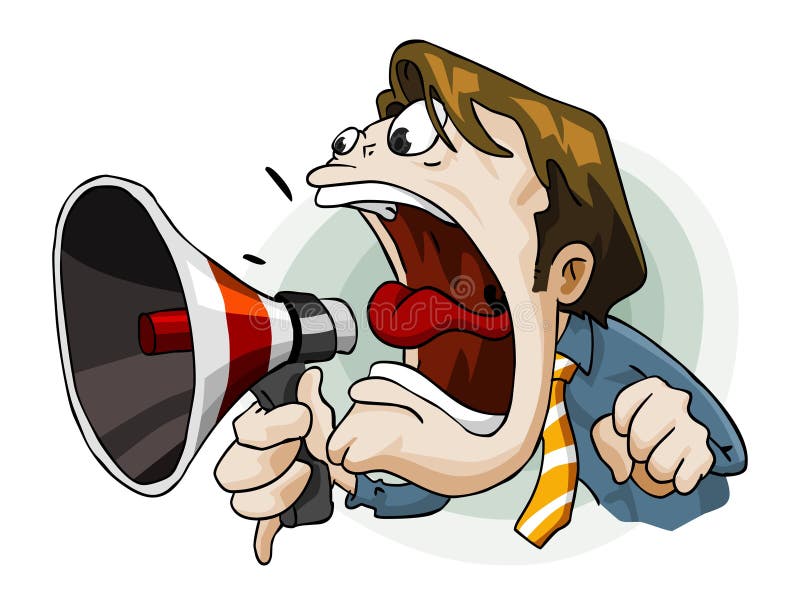 Angry megaphone man stock vector. Illustration of media - 32010218
