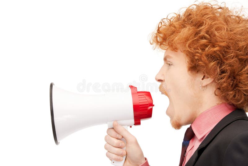 Man with megaphone stock image. Image of aggressive, business - 39975411
