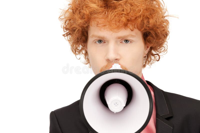 Man with megaphone stock photo. Image of caucasian, businessman - 39975346