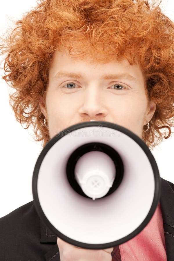 Man with megaphone stock photo. Image of attention, human - 39975510