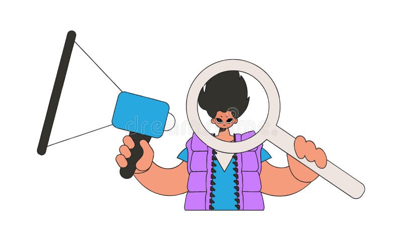 A Man with a Megaphone. Labor Market. Human Drawing. Stock Vector ...