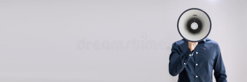 Man with Megaphone Warning Voice Announcement Stock Image - Image of ...