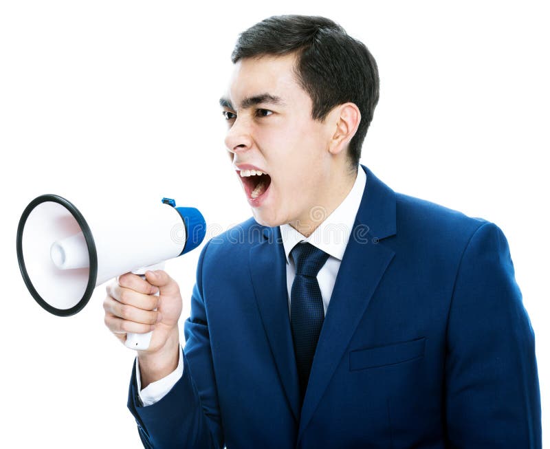 Man with megaphone stock image. Image of megaphone, holding - 51674283
