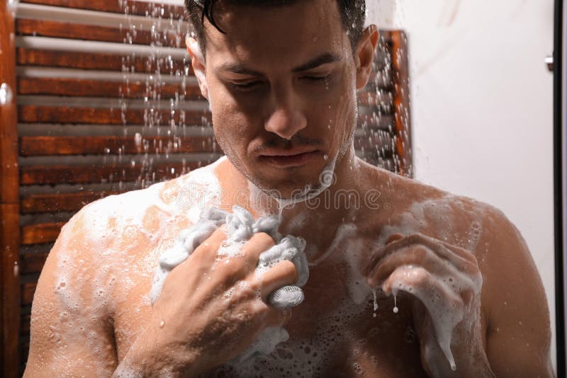 Man Using Soap Oin Shower Stock Photos - Free & Royalty-Free Stock ...
