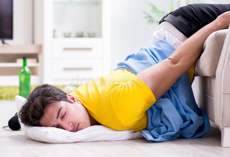 Man with Mess at Home after House Party Stock Image - Image of ...