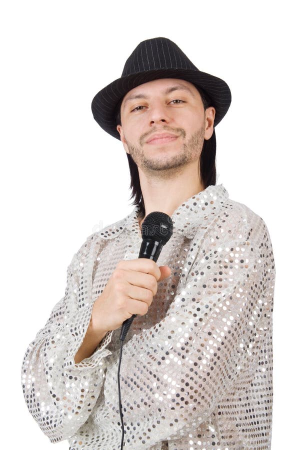 Man with mic isolated stock photo. Image of disco, isolated - 44312026