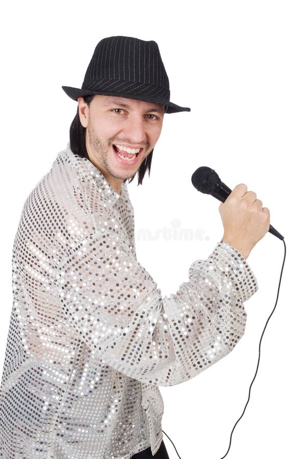 Man with mic isolated stock image. Image of discoteque - 44535969