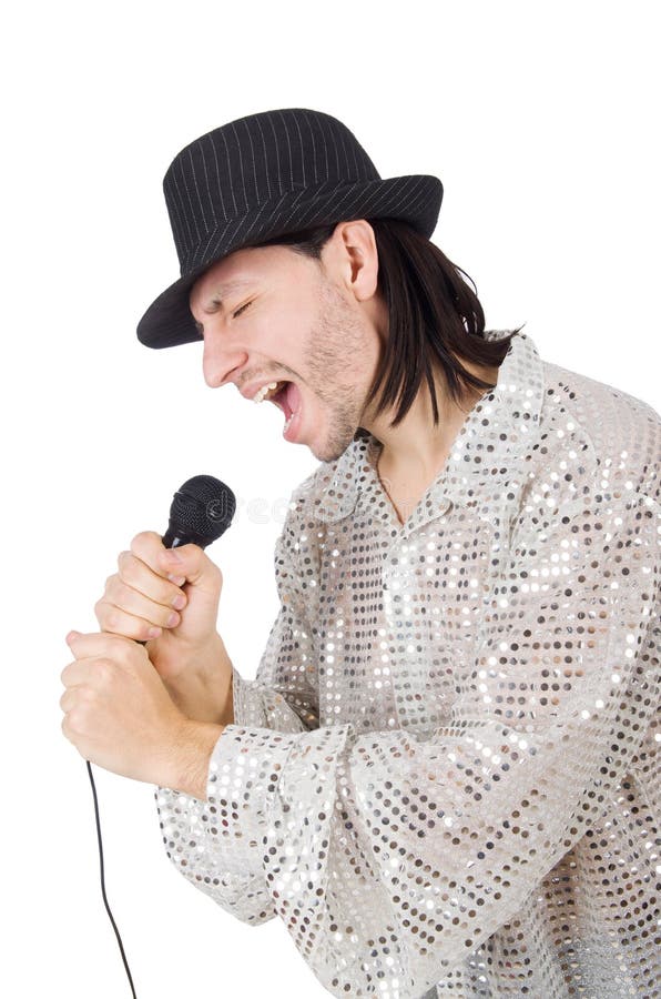 Man with mic isolated stock photo. Image of music, performance - 44535974
