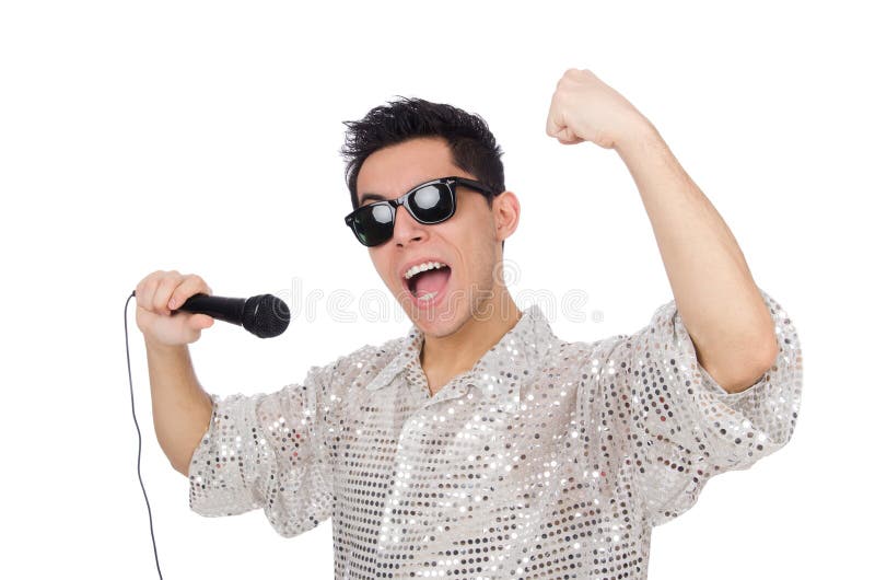 Man with mic isolated stock image. Image of caucasian - 44748805