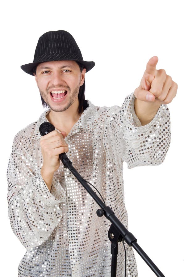 Man with mic isolated stock photo. Image of male, discoteque - 44750004