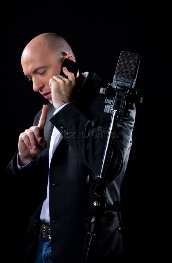 Man with a microphone stock image. Image of head, button - 11360513