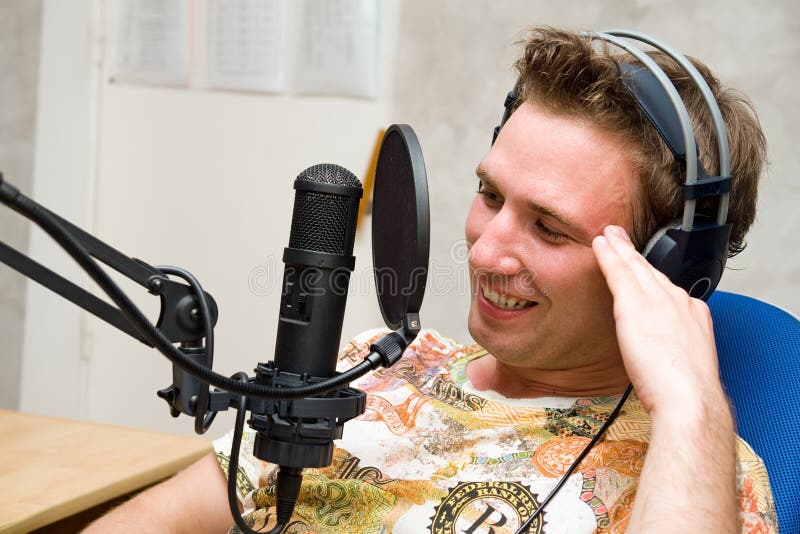 Man with radio microphone stock image. Image of career - 2116707