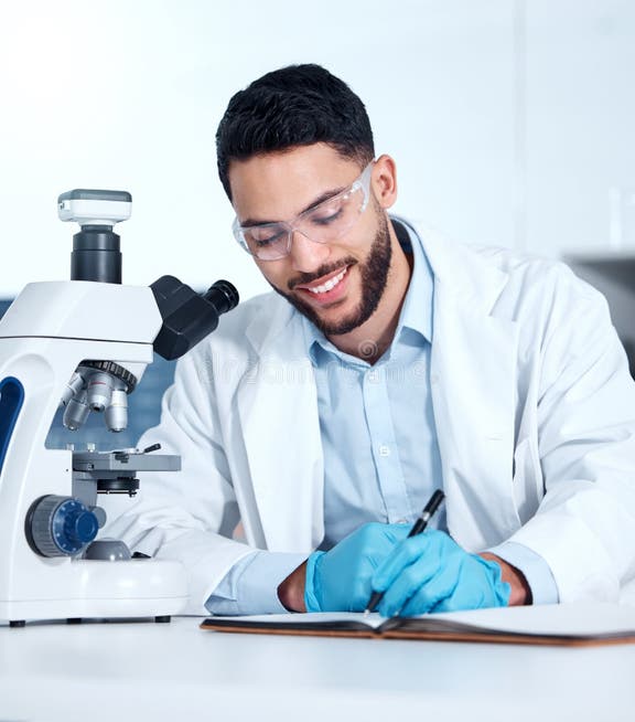 Man, Microscope and Writing Research in Lab, Experiment and Innovation ...