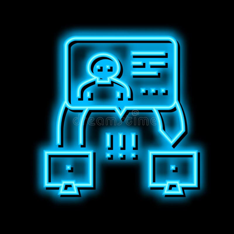 Man In Middle Attacks Neon Glow Icon Illustration Stock Vector