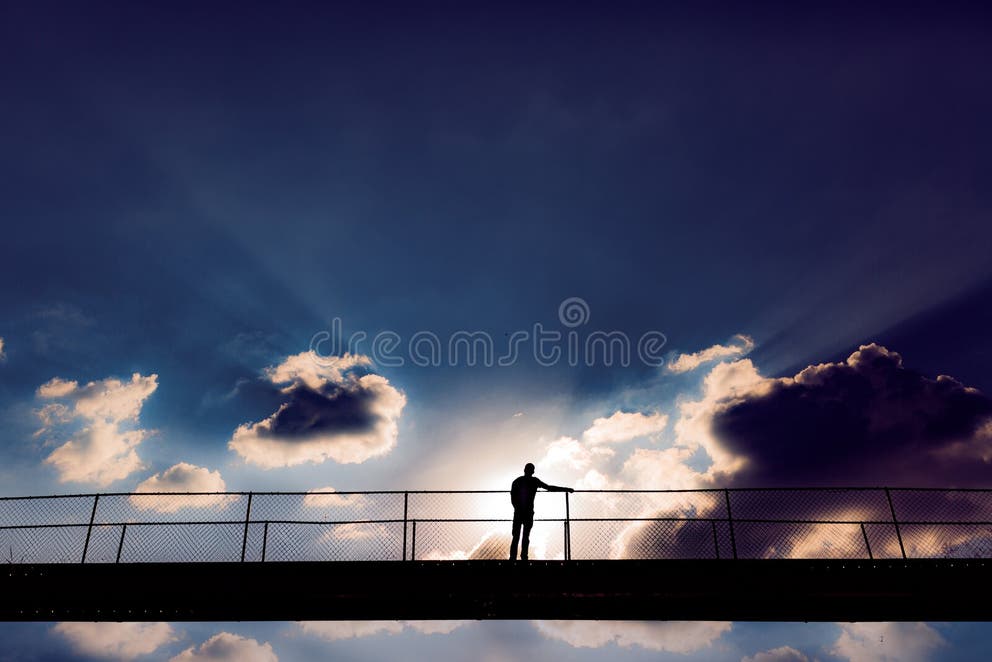 Man in the Middle of a Bridge Stock Image - Image of phenomenon ...