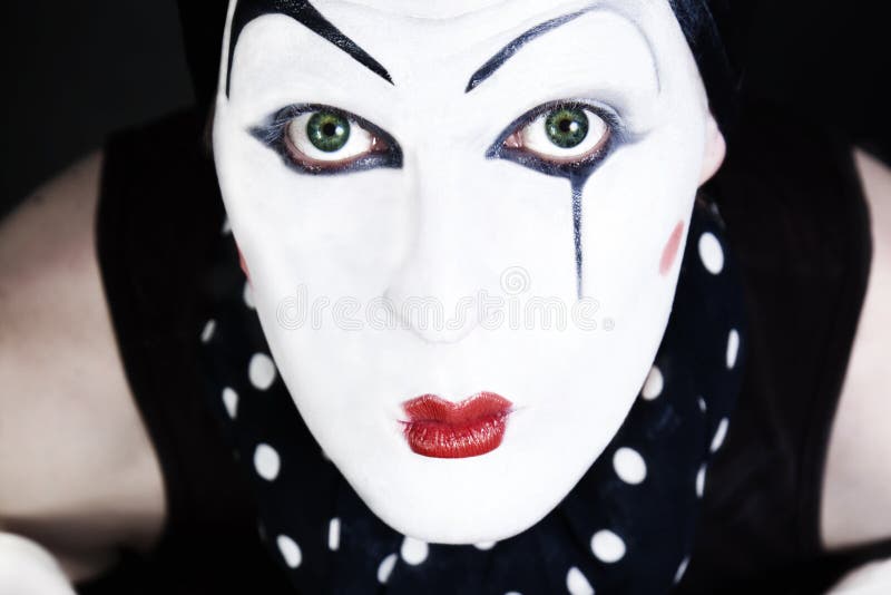 Man mime with blue eyes stock photo. Image of close, black - 14153312