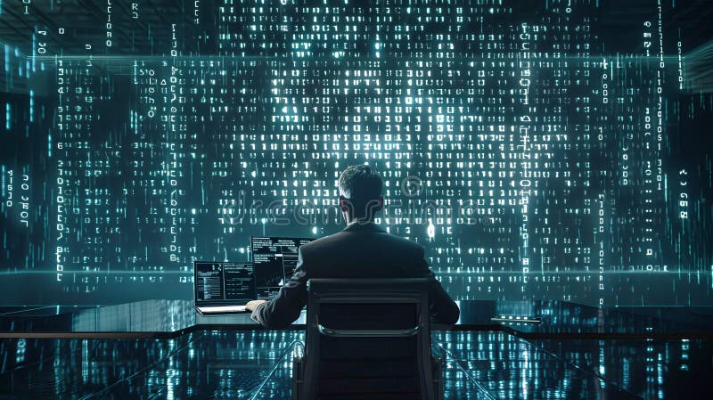 A Man with a Mischievous Grin Sits at a Desk, Typing Furiously on a ...