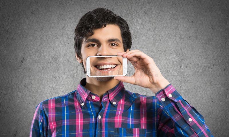 Man with mobile phone stock image. Image of male, speechless - 62356345