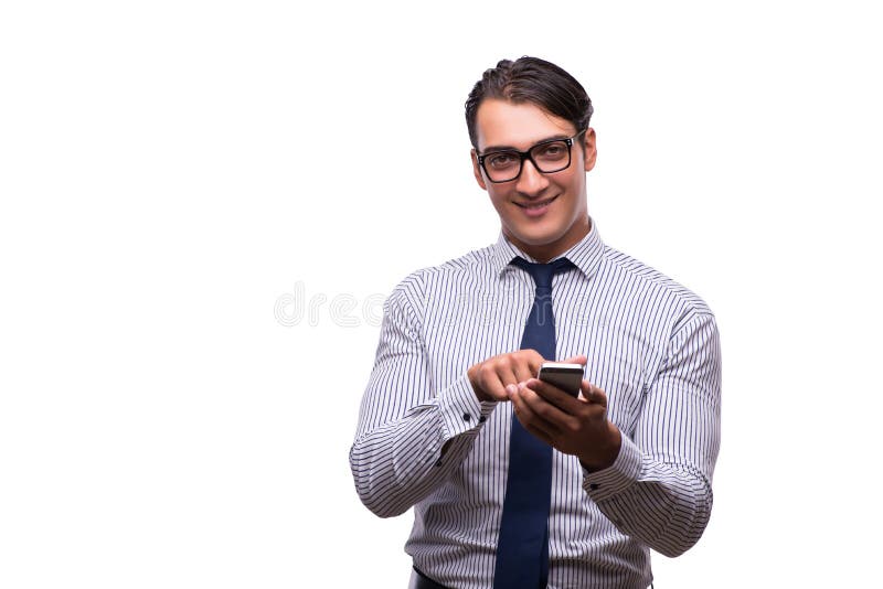 The Man with Mobile Smartphone Isolated on White Stock Image - Image of ...