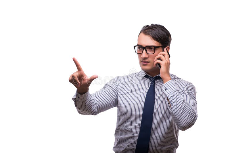 The Man with Mobile Smartphone Isolated on White Stock Image - Image of ...