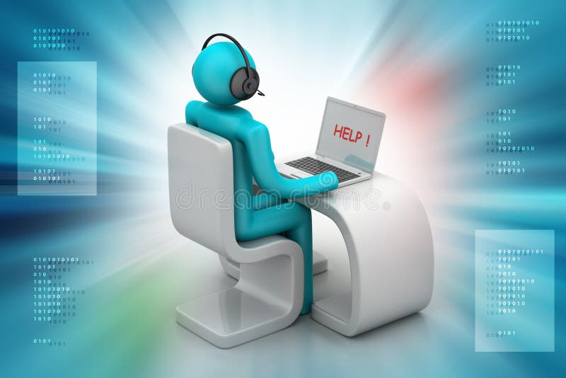 Man in a Modern Desk with Laptop Stock Illustration - Illustration of ...